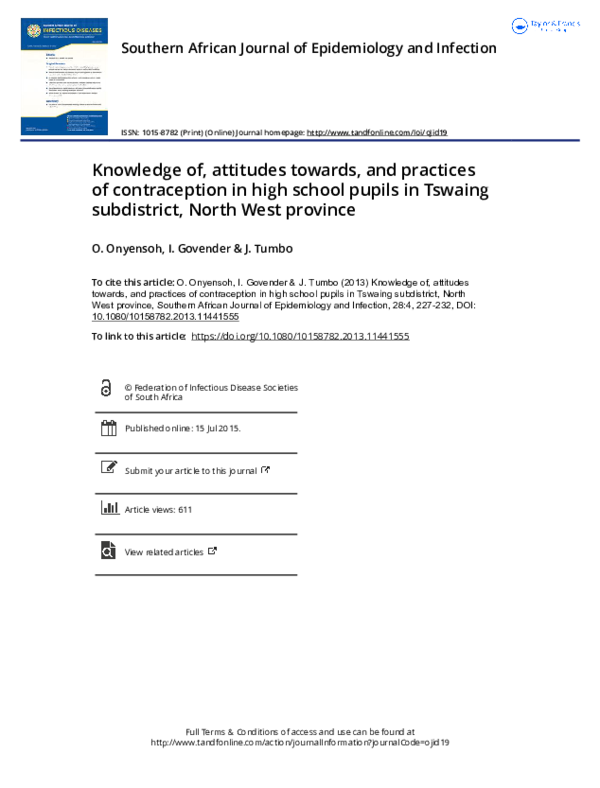 (PDF) Knowledge of, attitudes towards, and practices of contraception ...