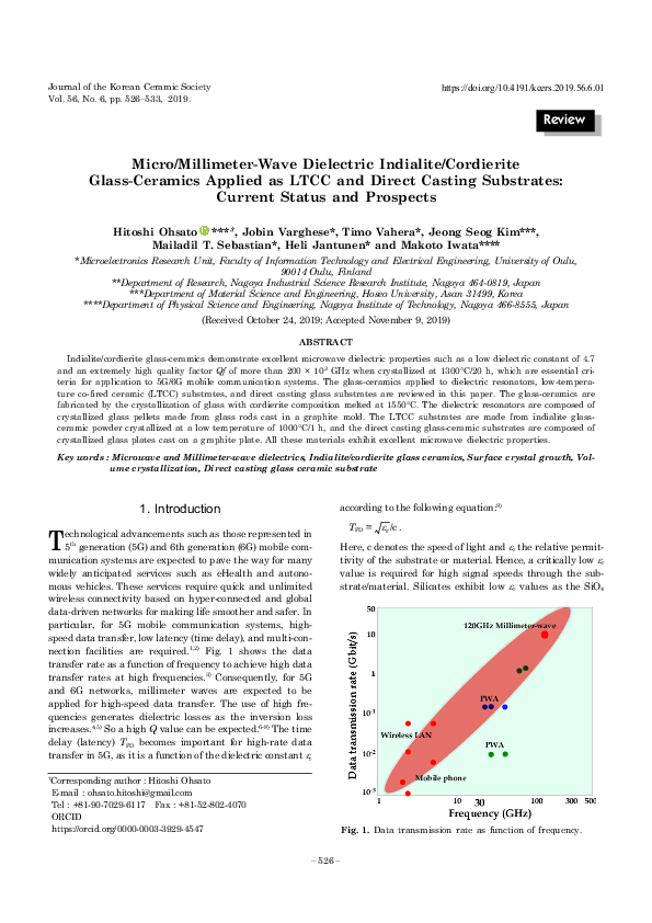 (PDF) Micro/Millimeter-Wave Dielectric Indialite/Cordierite Glass ...