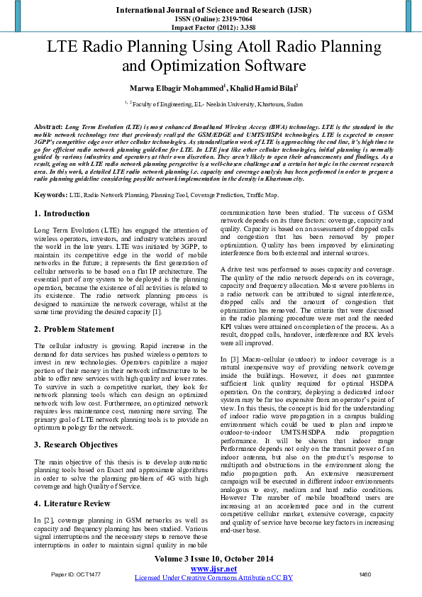 (PDF) LTE Radio Planning Using Atoll Radio Planning and Optimization ...