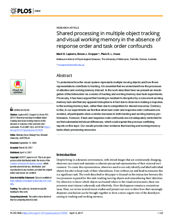 Shared processing in multiple object tracking and visual working memory ...