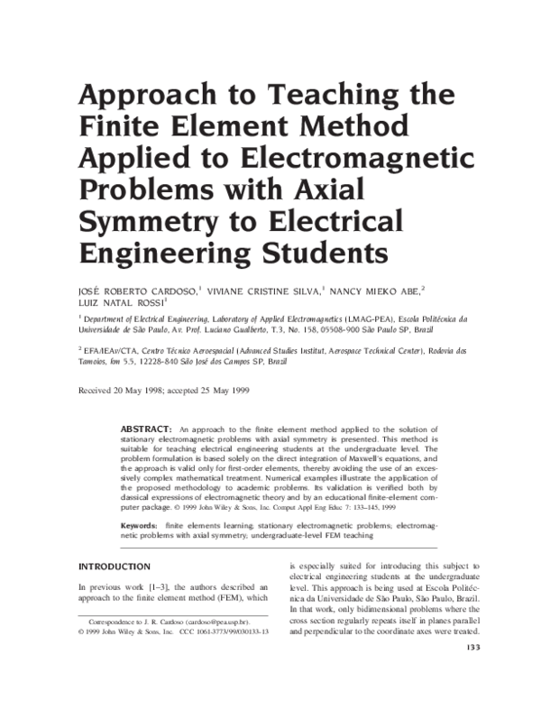 Pdf Approach To Teaching The Finite Element Method Applied To 3854