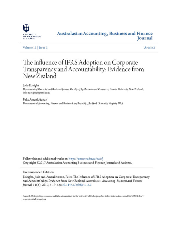 (PDF) The Influence of IFRS Adoption on Corporate Transparency and ...