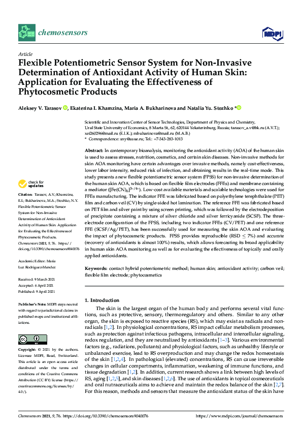 Pdf Flexible Potentiometric Sensor System For Non Invasive Determination Of Antioxidant