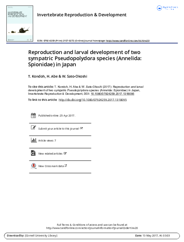 (PDF) Reproduction and larval development of two sympatric ...