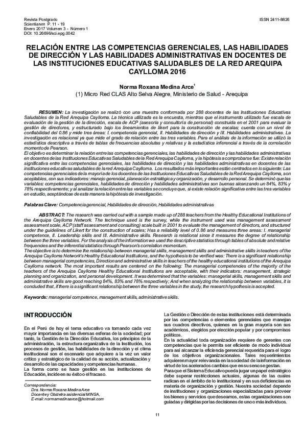 (PDF) Relación Entre Las Competencias Gerenciales, Las Habilidades De ...
