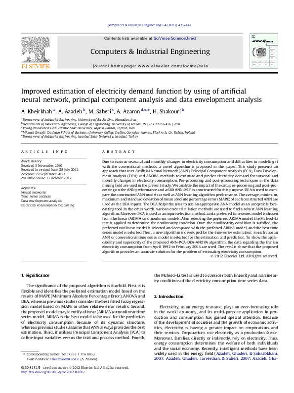 Pdf Improved Estimation Of Electricity Demand Function By Using Of Artificial Neural Network