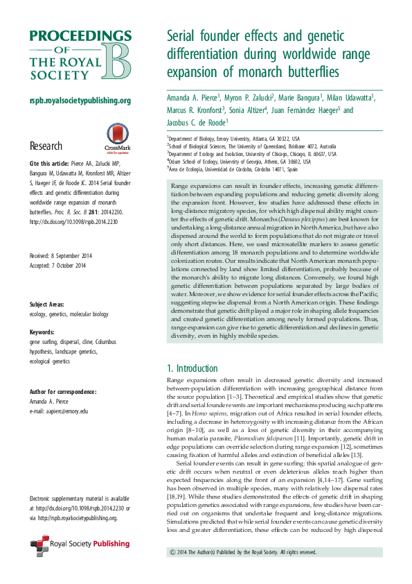 (PDF) Serial founder effects and genetic differentiation during ...