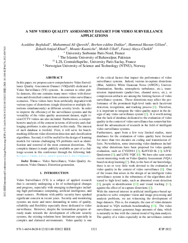 (PDF) A New Video Quality Assessment Dataset for Video Surveillance ...