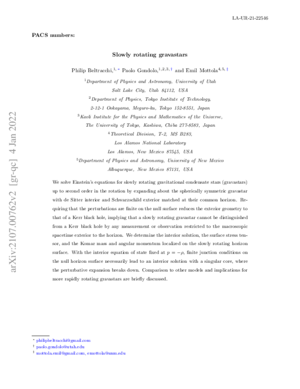 (PDF) Slowly rotating gravastars