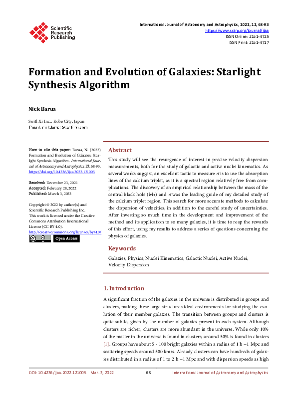 (PDF) Formation and Evolution of Galaxies: Starlight Synthesis Algorithm