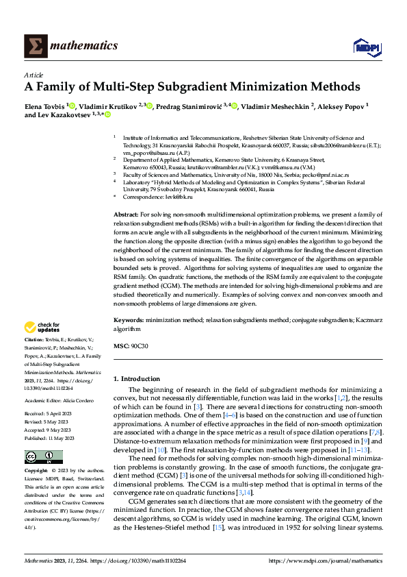 (PDF) A Family of Multi-Step Subgradient Minimization Methods