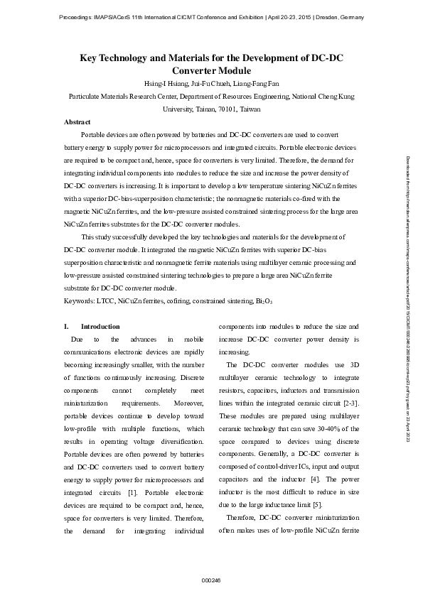 (PDF) Key Technology and Materials for the Development of DC-DC Converter Module