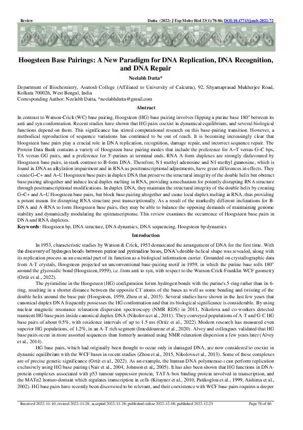 (PDF) Hoogsteen Base Pairings
