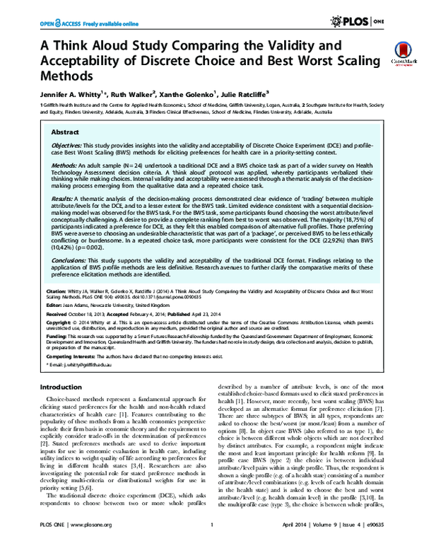 (PDF) A Think Aloud Study Comparing the Validity and Acceptability of ...