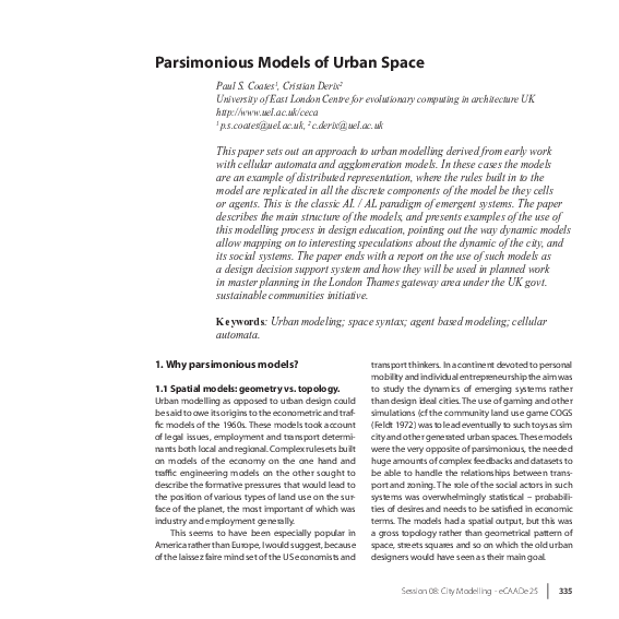 (PDF) Parsimonious Models of Urban Space