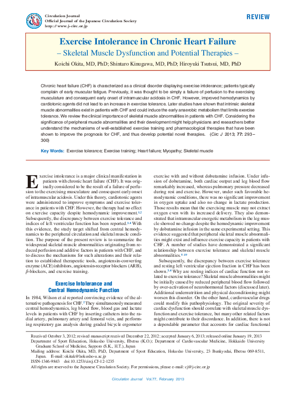 (PDF) Exercise Intolerance in Chronic Heart Failure: The Role of ...