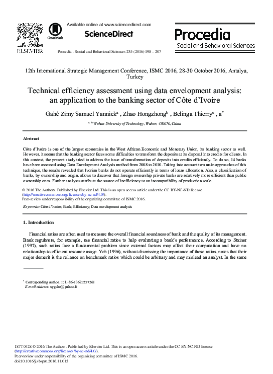 (PDF) Technical Efficiency Assessment Using Data Envelopment Analysis ...