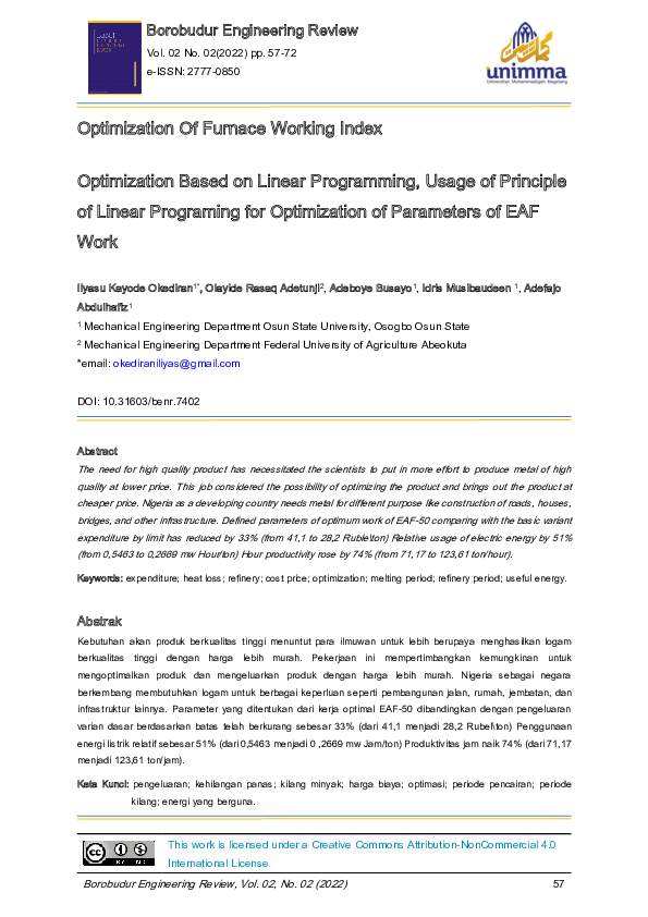 (PDF) Optimization of Furnace Working Index