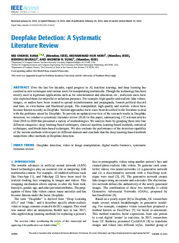 Pdf Deepfake Detection A Systematic Literature Review