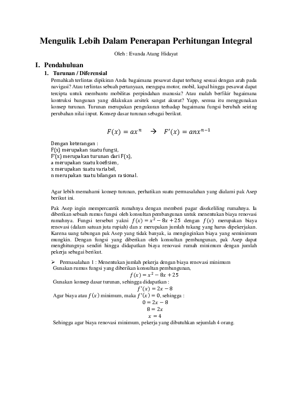 (PDF) Mengulik Lebih Dalam Penerapan Perhitungan Integral