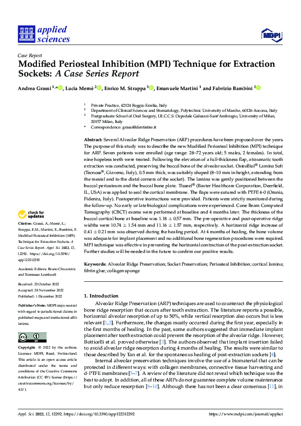 (PDF) Modified Periosteal Inhibition (MPI) Technique for Extraction ...