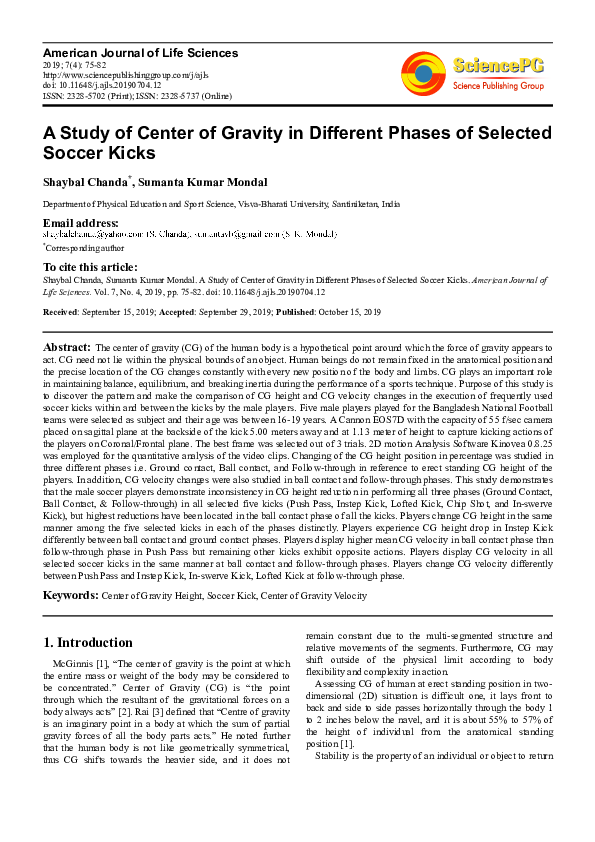 (PDF) A Study of Center of Gravity in Different Phases of Selected ...