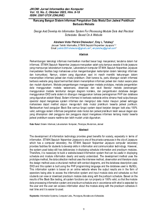 (PDF) Rancang Bangun Sistem Informasi Pengolahan Data Modul Dan Jadwal ...