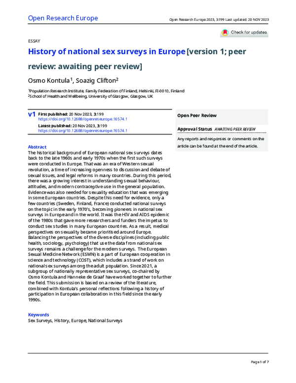 Pdf History Of National Sex Surveys In Europe