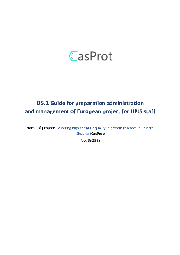 (PDF) D5.1 Guide for preparation administration and management of European project for UPJS staff