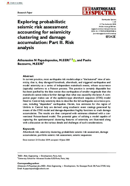 (PDF) Exploring probabilistic seismic risk assessment accounting for seismicity clustering and ...