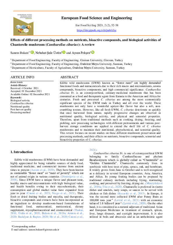 (PDF) Effects of different processing methods on nutrients, bioactive compounds, and biological ...