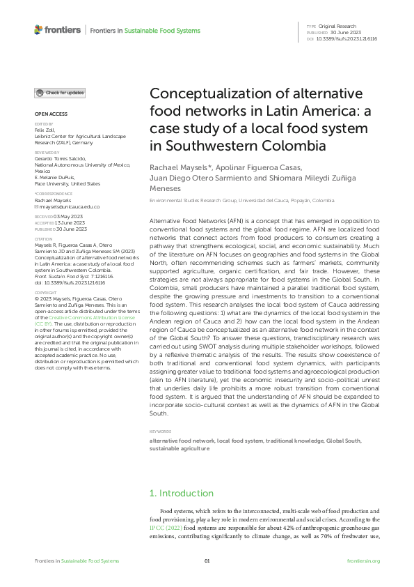 (PDF) Conceptualization of alternative food networks in Latin America ...
