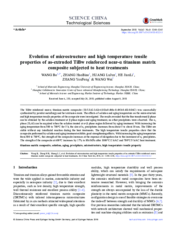 (PDF) Evolution of microstructure and high temperature tensile strength ...