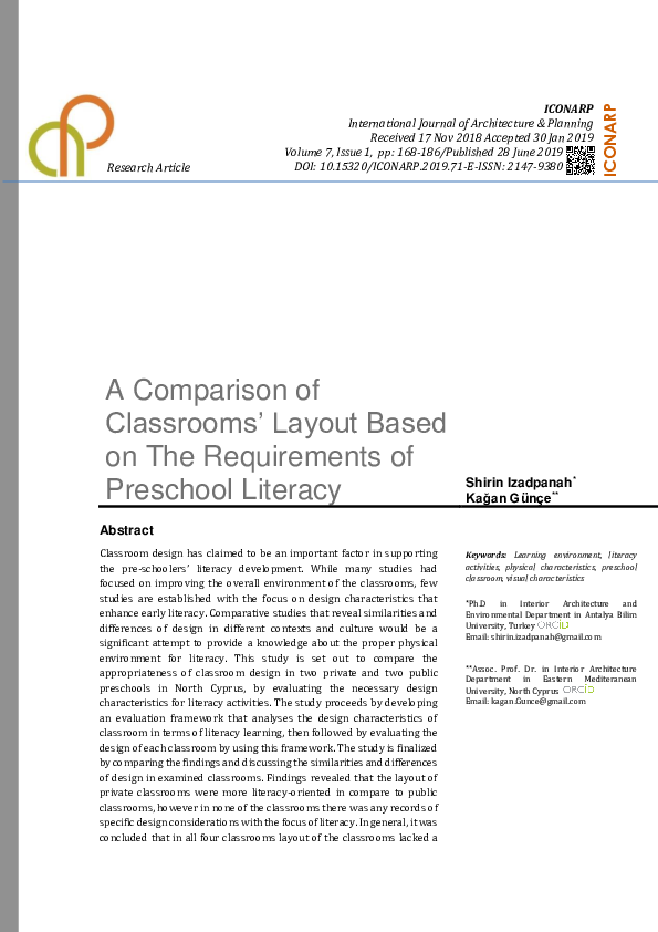 (PDF) A Comparison of Classrooms Layout Based on The Requirements of ...