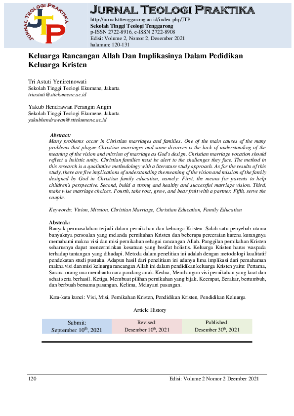 (PDF) Keluarga Rancangan Allah Dan Implikasinya Dalam Pedidikan ...