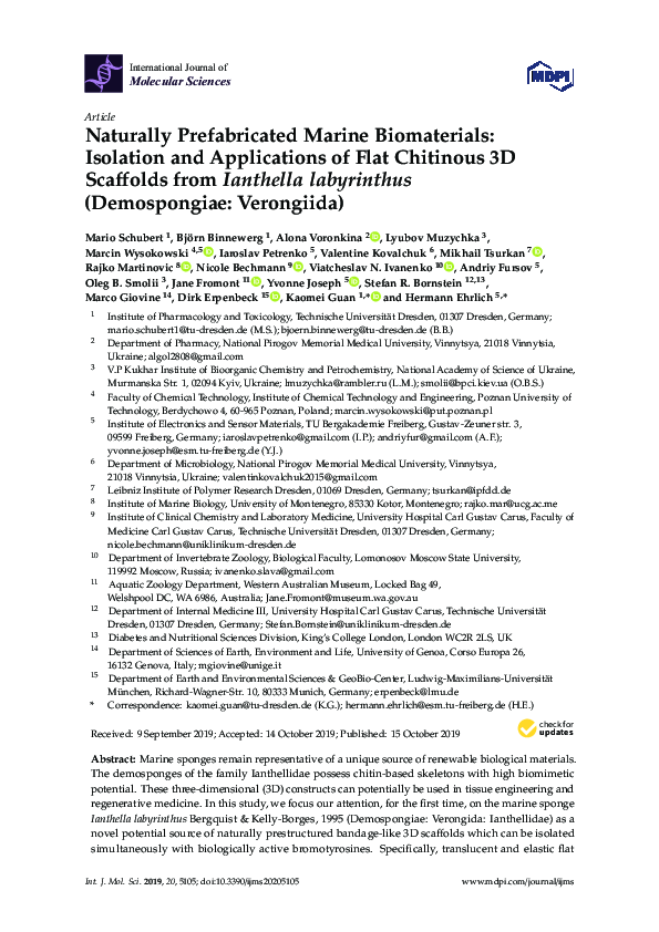 (PDF) Naturally Prefabricated Marine Biomaterials: Isolation and ...