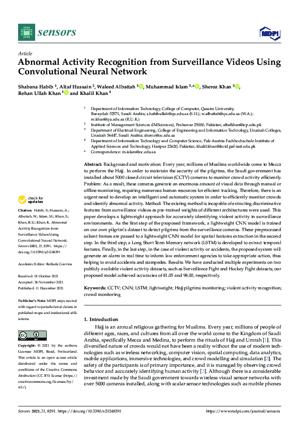 Pdf Abnormal Activity Recognition From Surveillance Videos Using