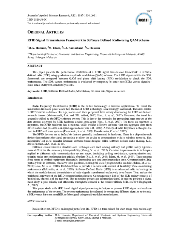 (PDF) RFID Signal Transmission Framework in Software Defined Radio using QAM Scheme | Muhammad ...