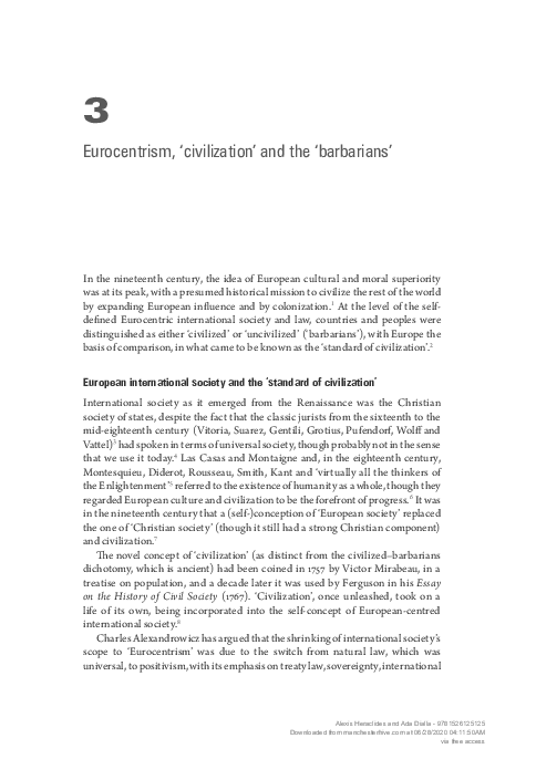 (PDF) Eurocentrism, ‘civilization’ and the ‘barbarians’