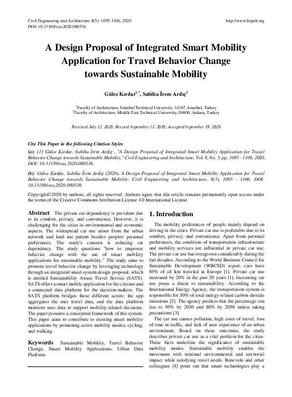(PDF) A Design Proposal of Integrated Smart Mobility Application for Travel Behavior Change ...