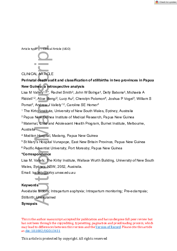 (PDF) Perinatal death audit and classification of stillbirths in two ...