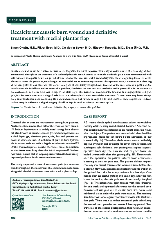 (PDF) Recalcitrant Caustic Burn Wound and Definitive Treatment with ...