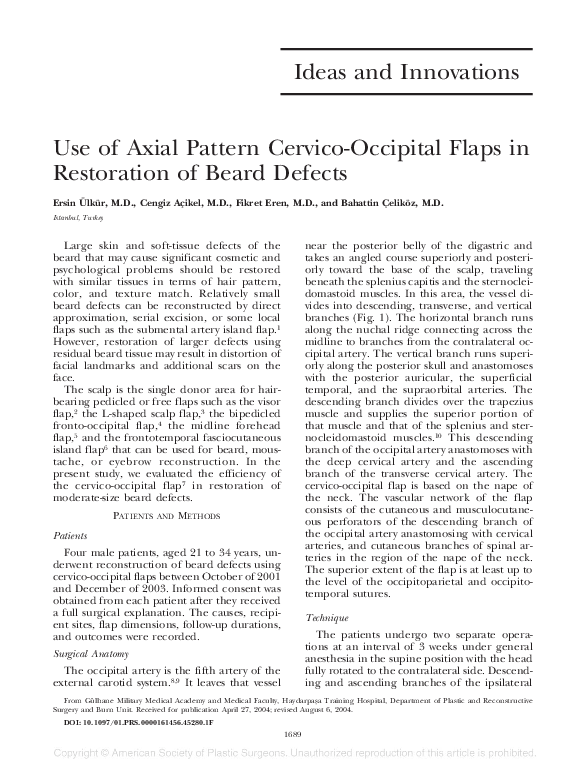 (PDF) Use of Axial Pattern Cervico-Occipital Flaps in Restoration of ...
