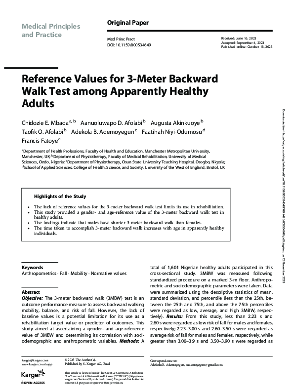 (PDF) Reference Values for 3-Meter Backward Walk Test among Apparently ...