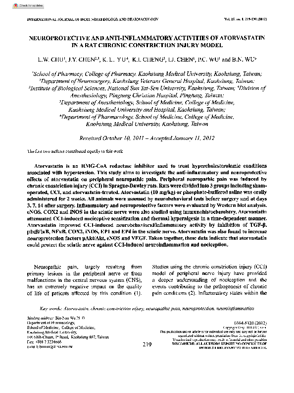 (PDF) Neuroprotective and Anti-Inflammatory Activities of Atorvastatin ...