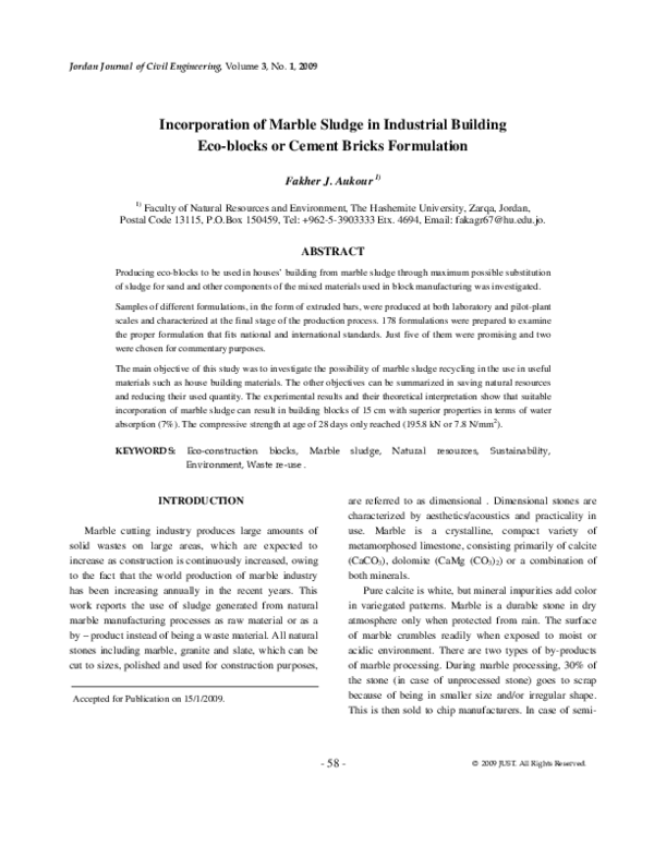 (PDF) Incorporation of Marble Sludge in Industrial Building Eco-blocks ...