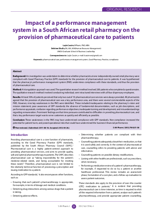 (PDF) Impact of a performance management system in a South African ...