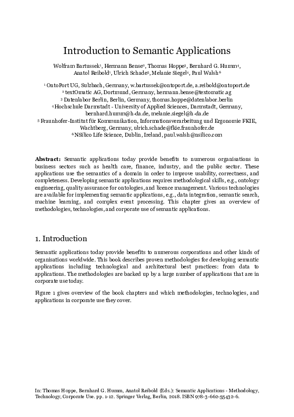 (PDF) Introduction to Semantic Applications