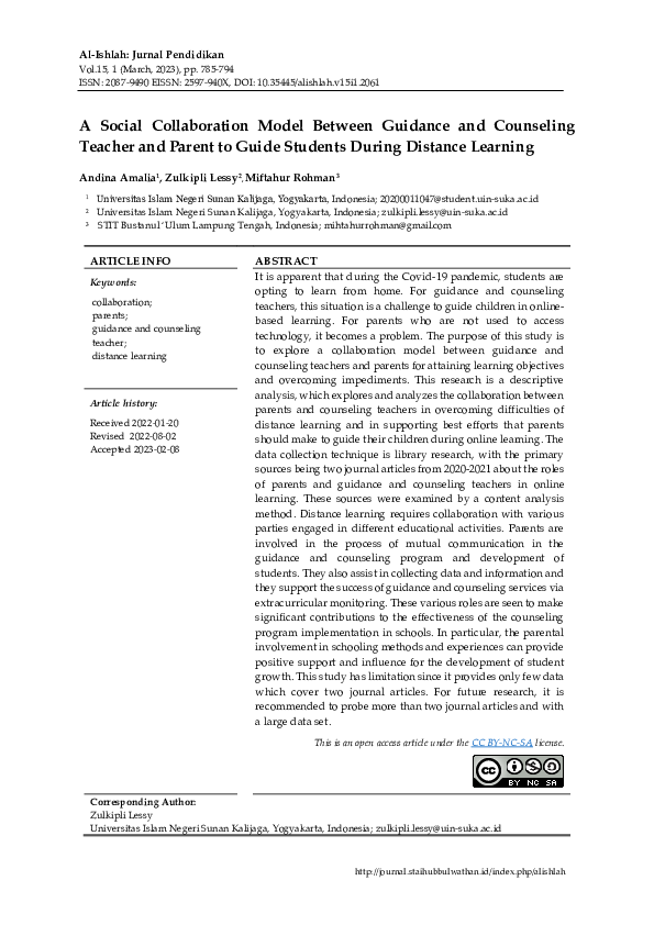 (PDF) A Social Collaboration Model Between Guidance and Counseling ...