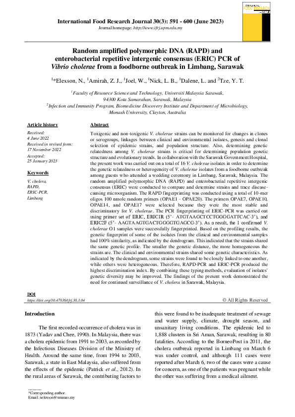 (PDF) Random amplified polymorphic DNA (RAPD) and enterobacterial ...